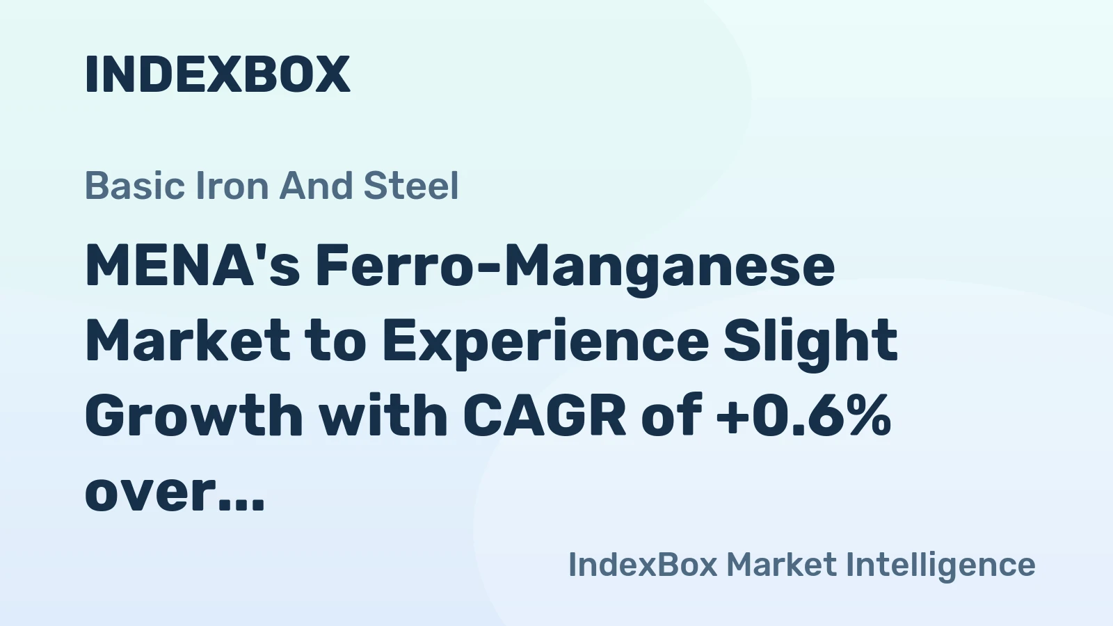 MENA's Ferro-Manganese Market to Experience Slight Growth with CAGR of +0.6% over Next Decade