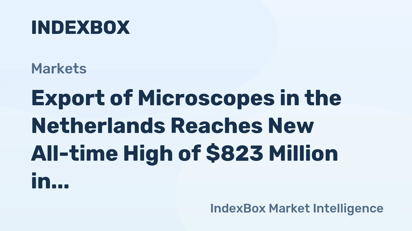 Export of Microscopes in the Netherlands Reaches New All-time High of $823 Million in 2023, Increasing by 30%