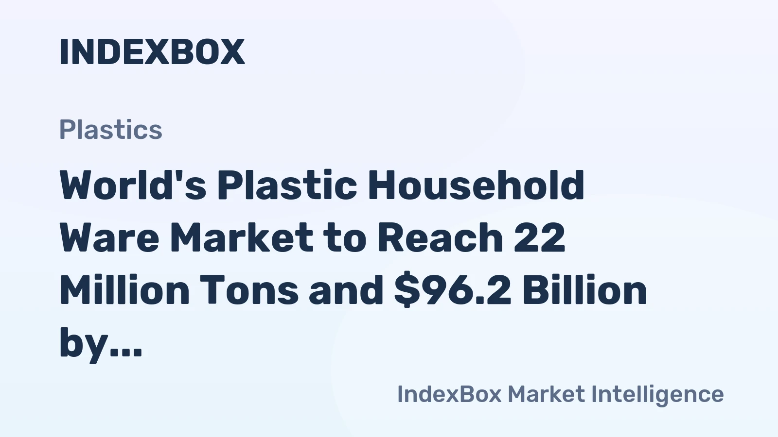 World's Plastic Household Ware Market to Reach 22 Million Tons and $96.2 Billion by 2035