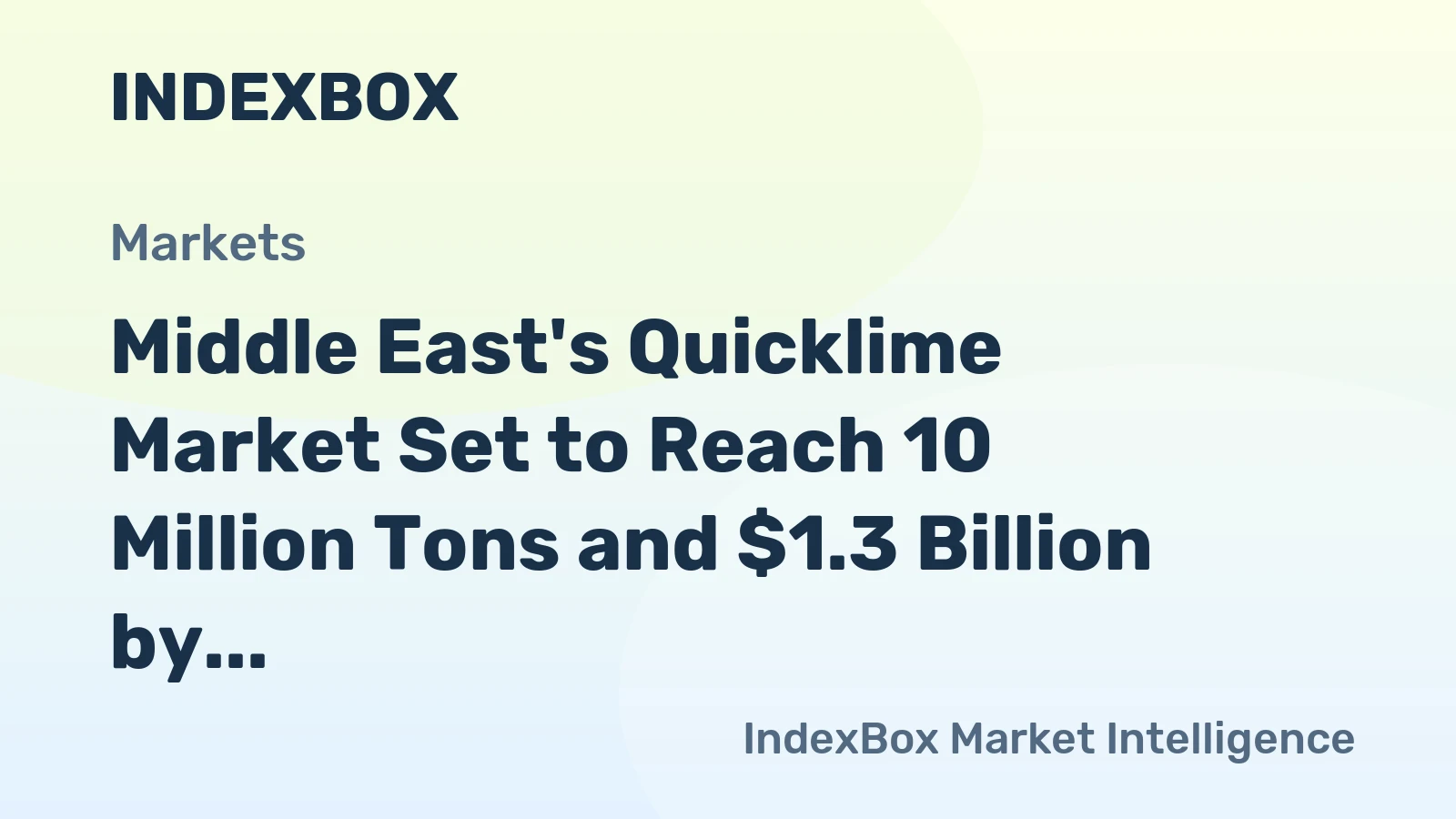 Middle East's Quicklime Market Set to Reach 10 Million Tons and $1.3 Billion by 2035