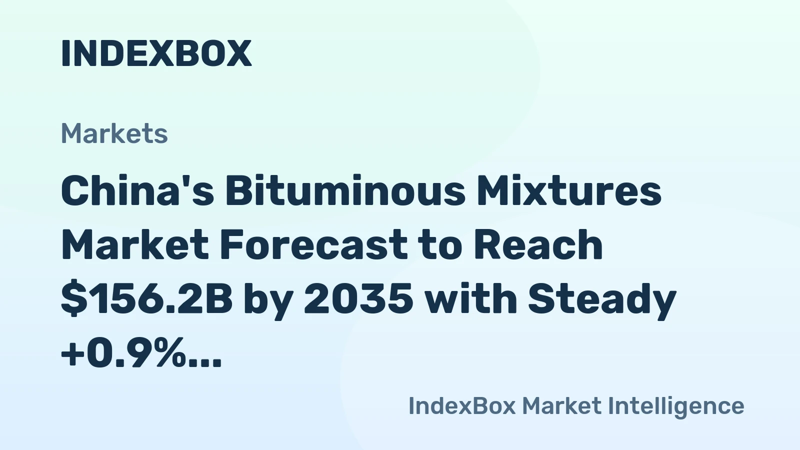 China's Bituminous Mixtures Market Forecast to Reach $156.2B by 2035 with Steady +0.9% CAGR Growth