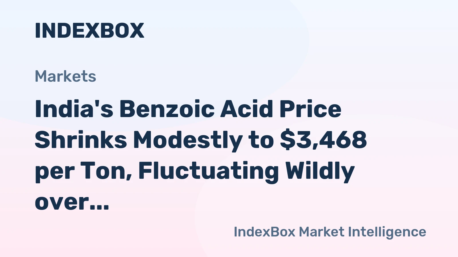 India's Benzoic Acid Price Shrinks Modestly to $3,468 per Ton, Fluctuating Wildly over 2022