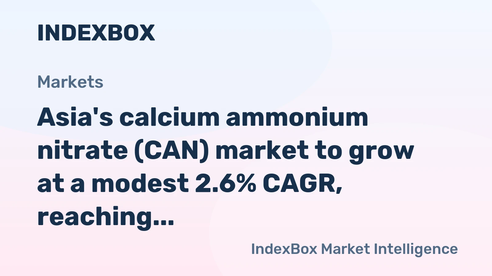 Asia's calcium ammonium nitrate (CAN) market to grow at a modest 2.6% CAGR, reaching $16.6B by 2035.