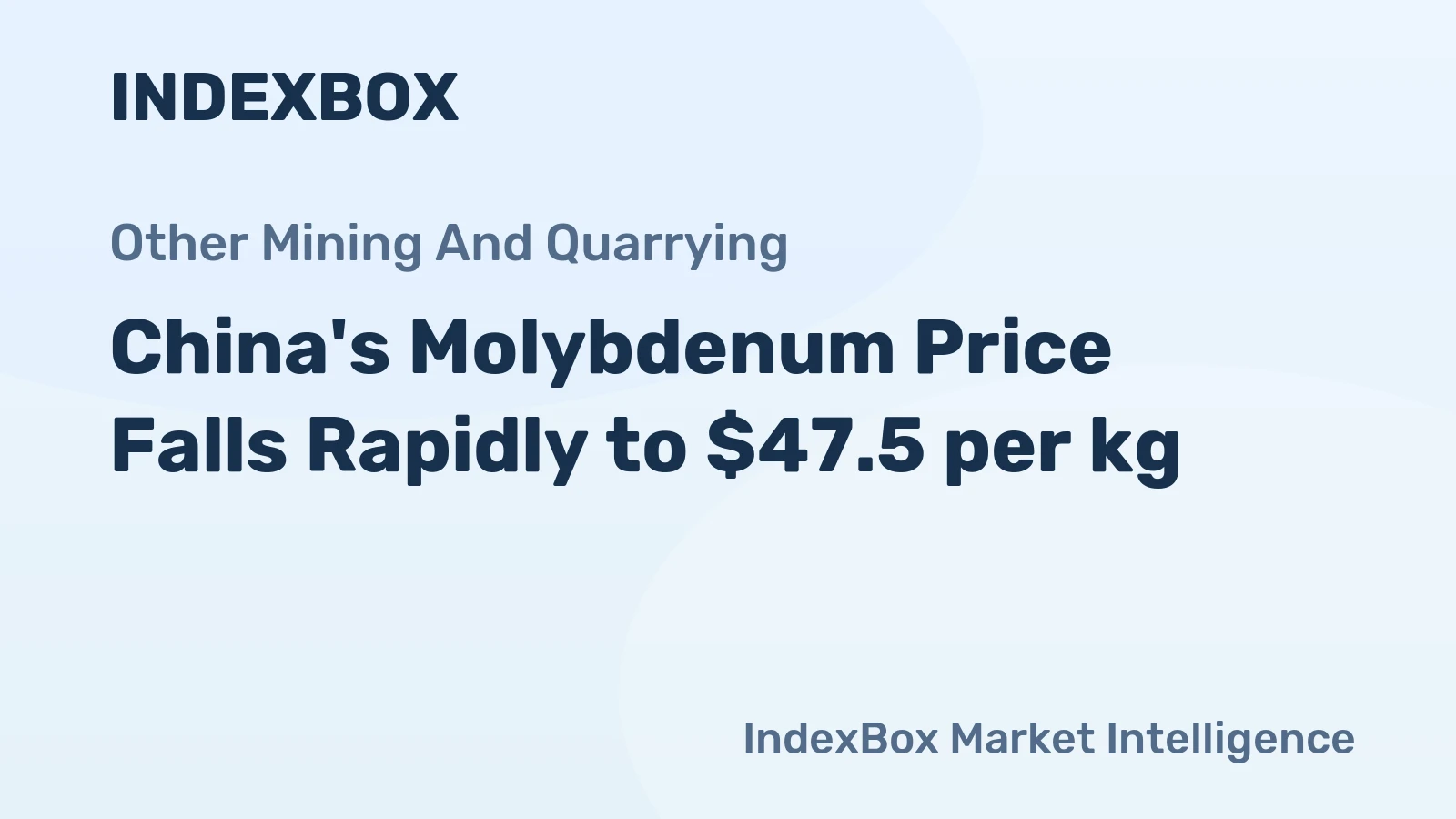 China's Molybdenum Price Falls Rapidly to $47.5 per kg
