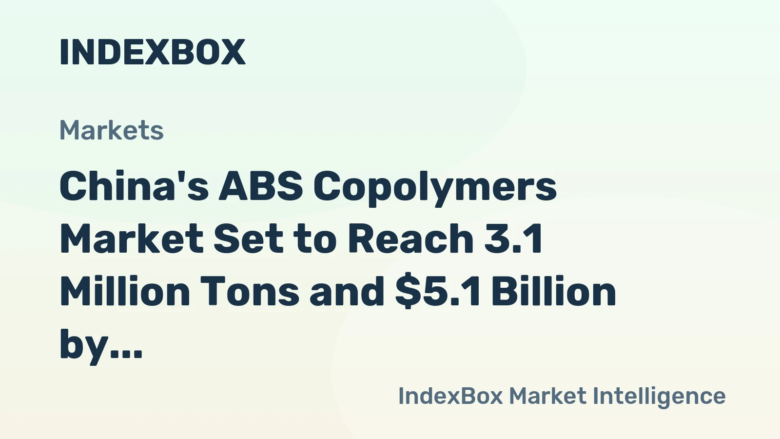 China's ABS Copolymers Market Set to Reach 3.1 Million Tons and $5.1 Billion by 2035