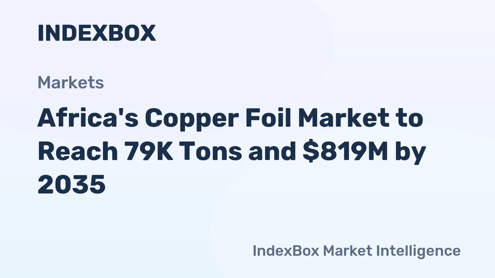 Africa's Copper Foil Market to Reach 79K Tons and $819M by 2035