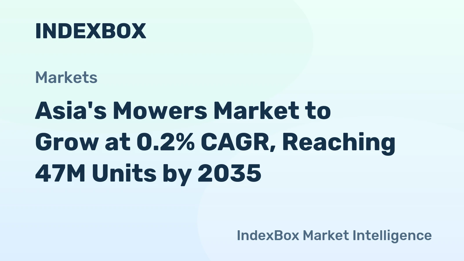 Asia's Mowers Market to Grow at 0.2% CAGR, Reaching 47M Units by 2035
