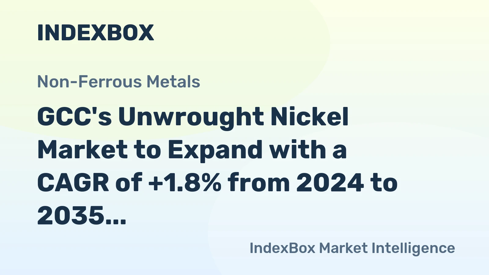 GCC's Unwrought Nickel Market to Expand with a CAGR of +1.8% from 2024 to 2035
