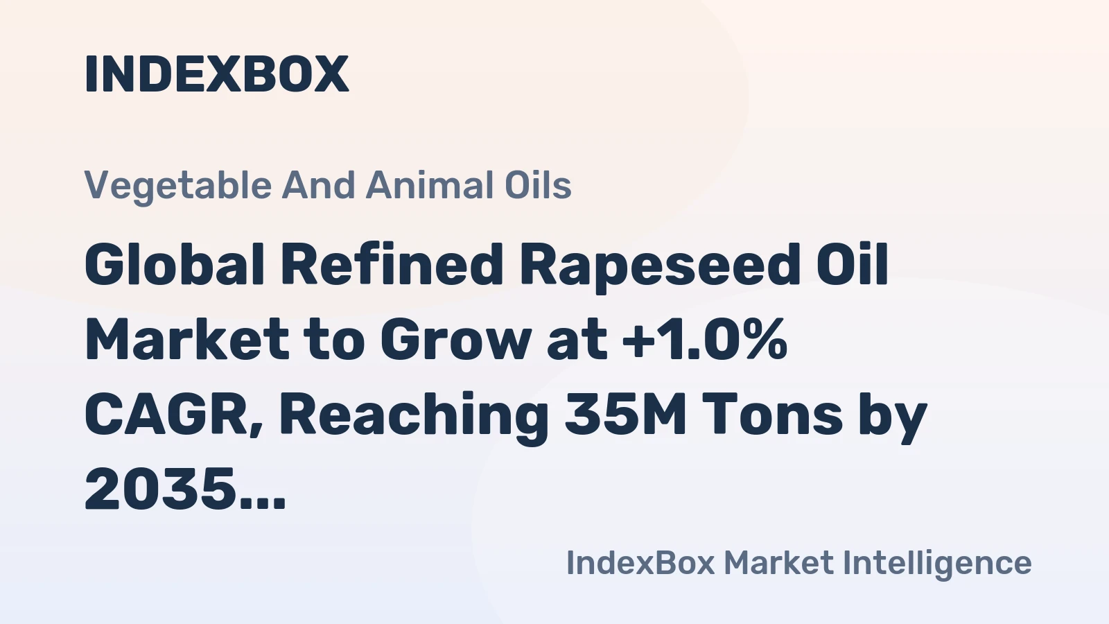 Global Refined Rapeseed Oil Market to Grow at +1.0% CAGR, Reaching 35M Tons by 2035