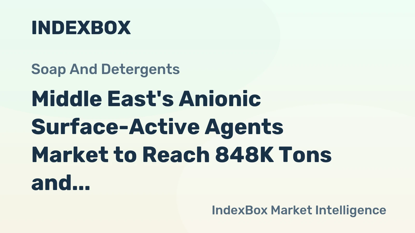 Middle East's Anionic Surface-Active Agents Market to Reach 848K Tons and $1.4B by 2035