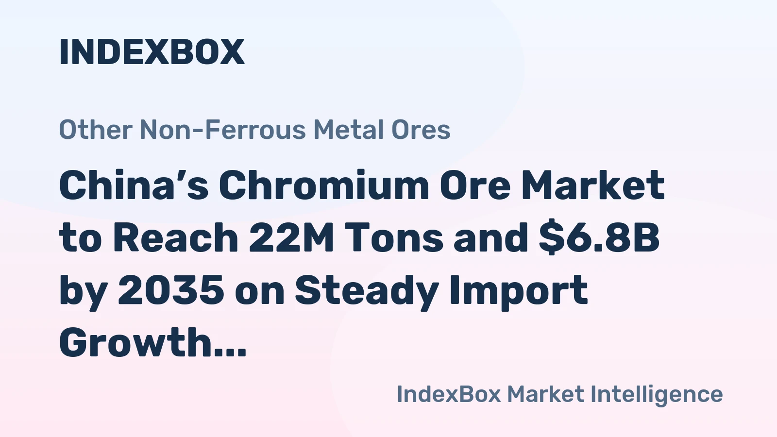 China’s Chromium Ore Market to Reach 22M Tons and $6.8B by 2035 on Steady Import Growth