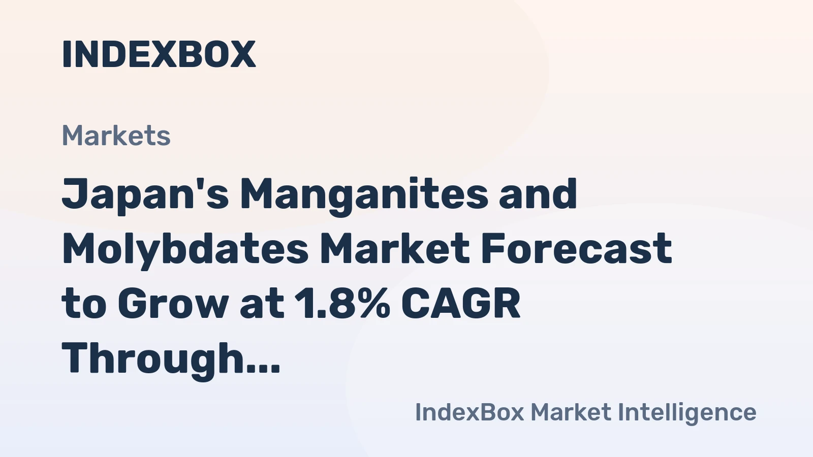 Japan's Manganites and Molybdates Market Forecast to Grow at 1.8% CAGR Through 2035