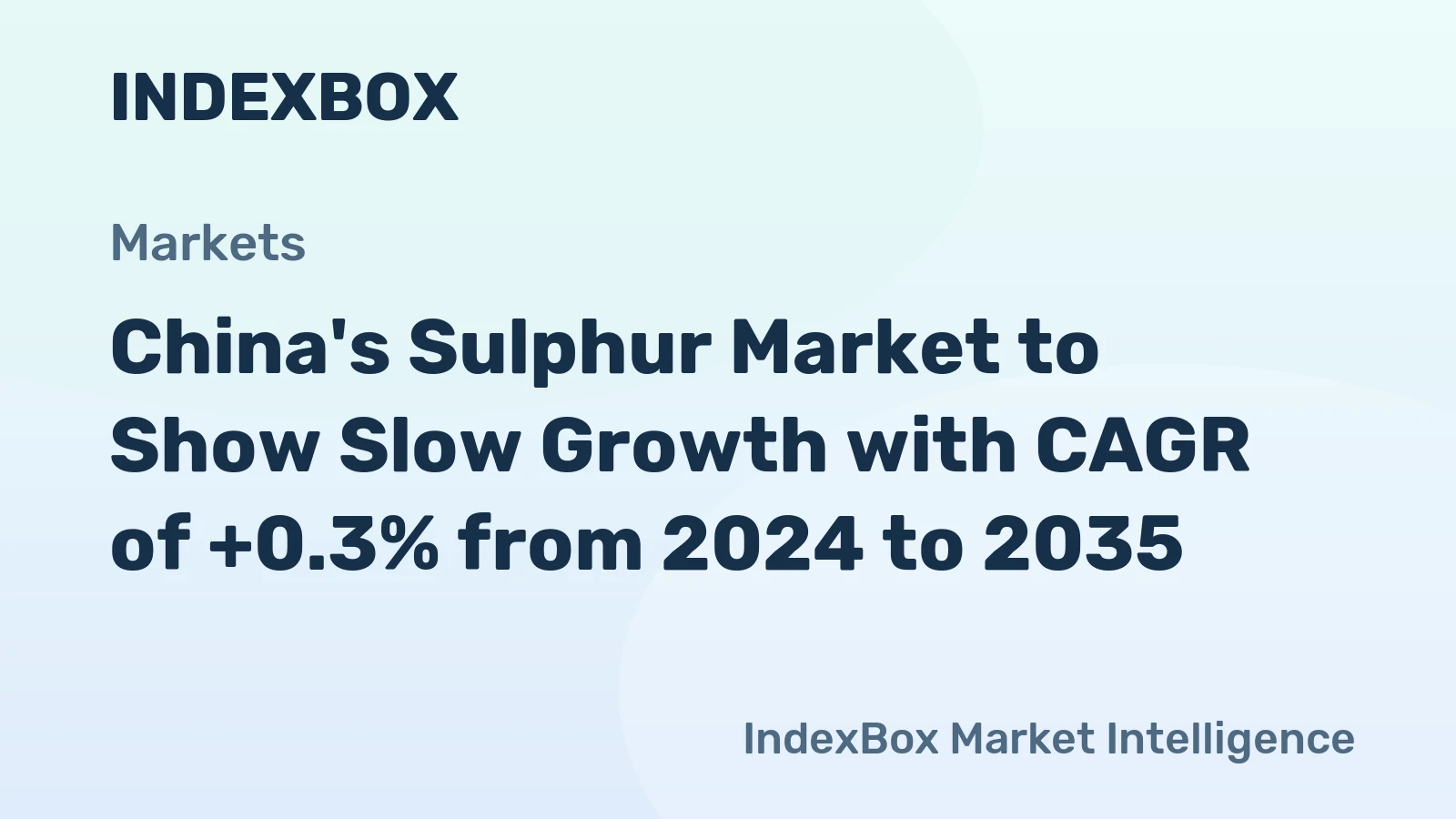China's Sulphur Market to Show Slow Growth with CAGR of +0.3% from 2024 to 2035
