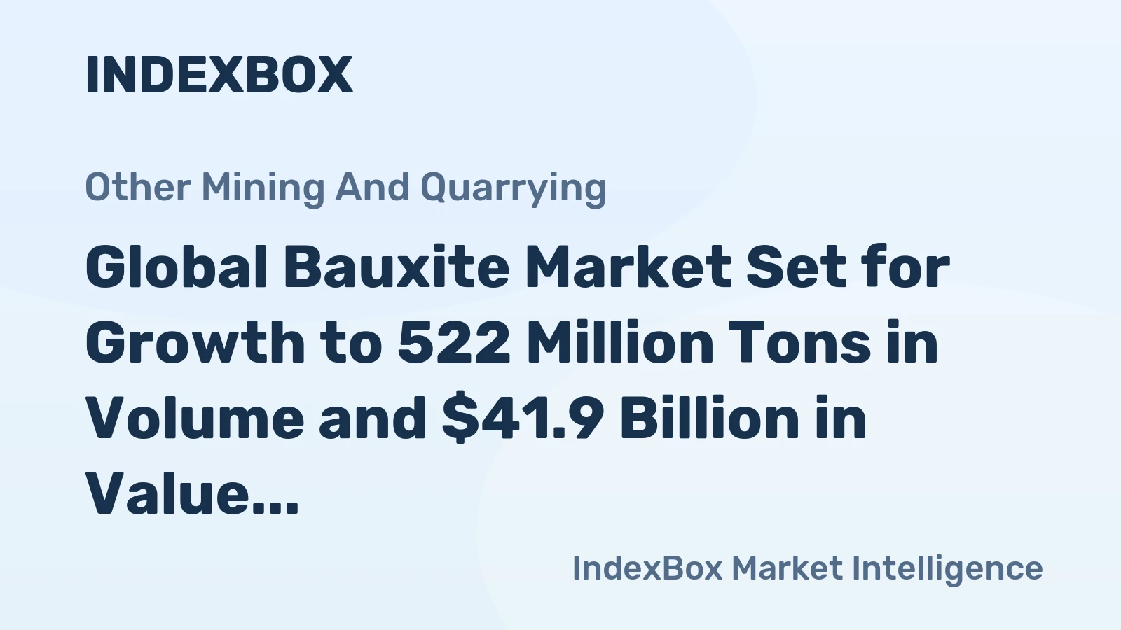 Global Bauxite Market Set for Growth to 522 Million Tons in Volume and $41.9 Billion in Value by 2035