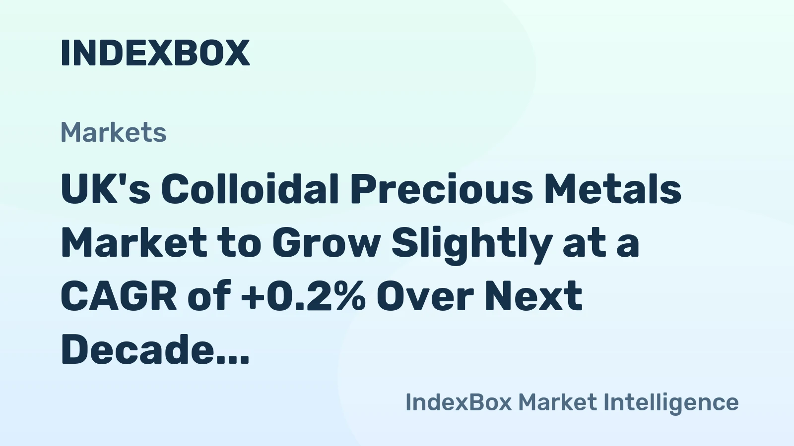 UK's Colloidal Precious Metals Market to Grow Slightly at a CAGR of +0.2% Over Next Decade