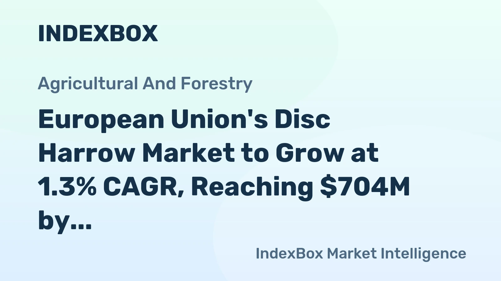 European Union's Disc Harrow Market to Grow at 1.3% CAGR, Reaching $704M by 2035