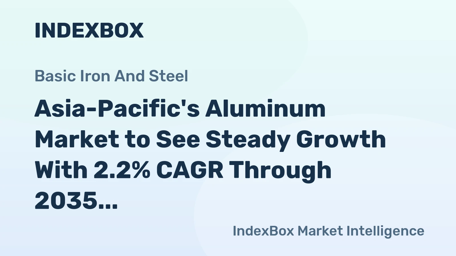 Asia-Pacific's Aluminum Market to See Steady Growth With 2.2% CAGR Through 2035