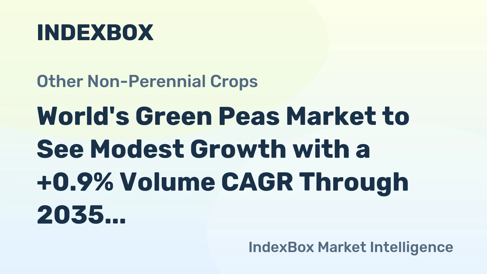 World's Green Peas Market to See Modest Growth with a +0.9% Volume CAGR Through 2035
