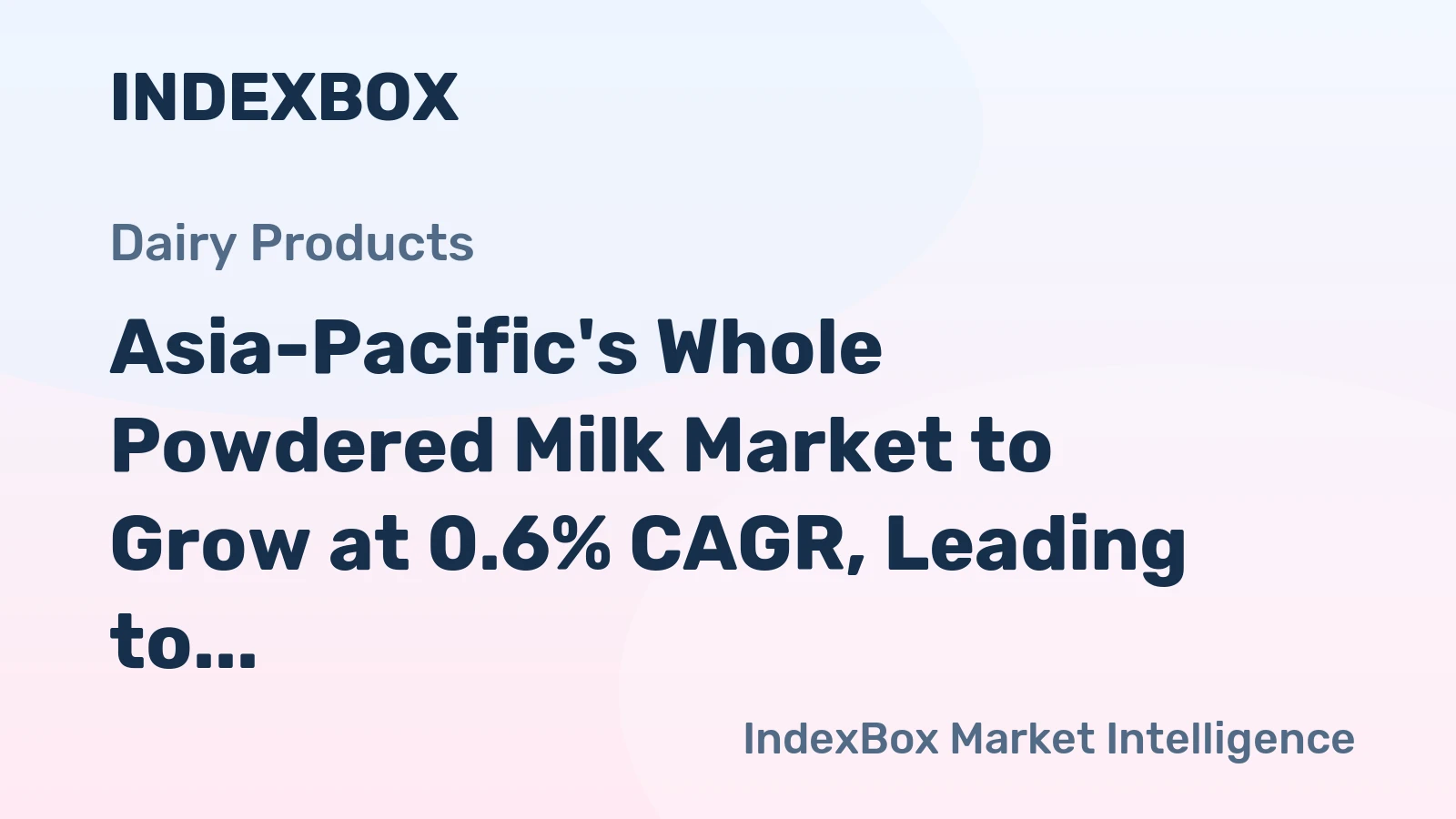 Asia-Pacific's Whole Powdered Milk Market to Grow at 0.6% CAGR, Leading to 1.4M Tons by 2035