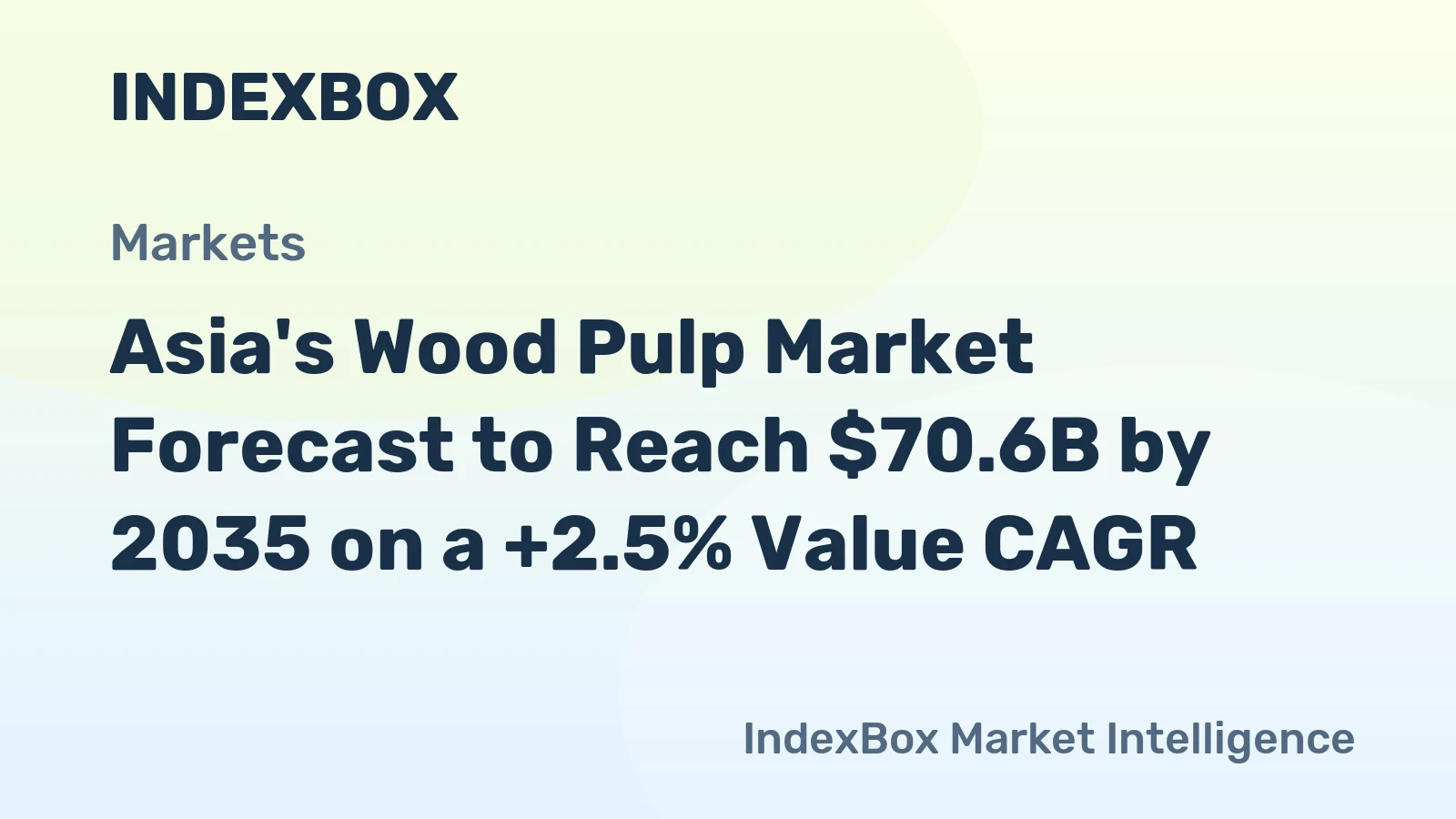 Asia's Wood Pulp Market Forecast to Reach $70.6B by 2035 on a +2.5% Value CAGR