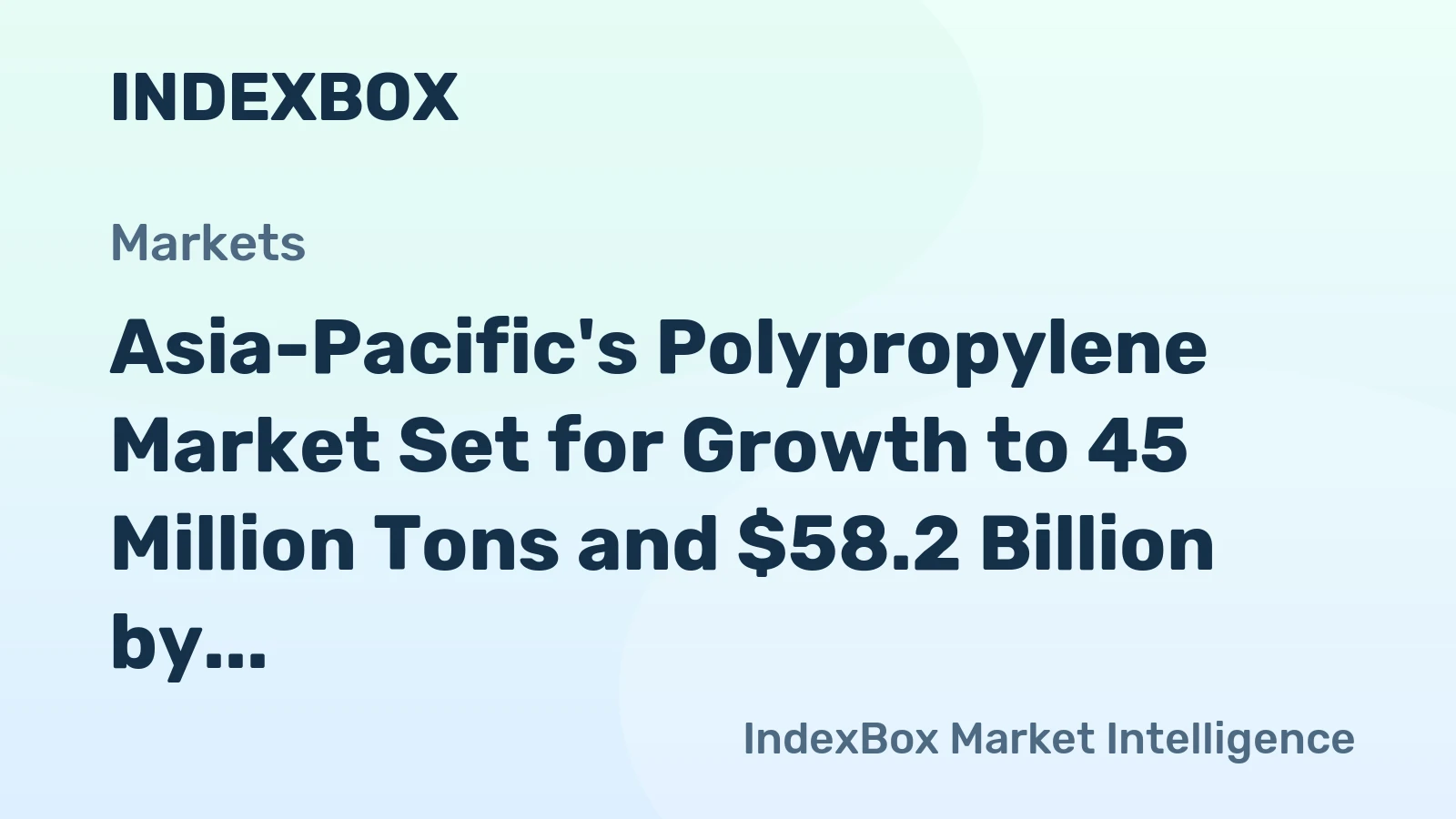 Asia-Pacific's Polypropylene Market Set for Growth to 45 Million Tons and $58.2 Billion by 2035