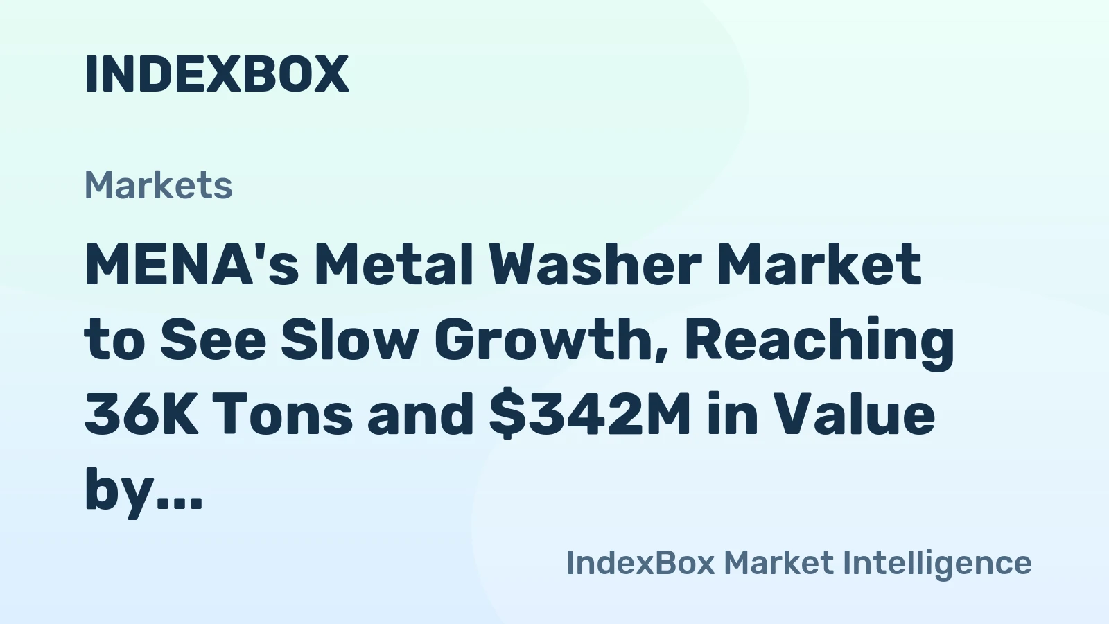 MENA's Metal Washer Market to See Slow Growth, Reaching 36K Tons and $342M in Value by 2035