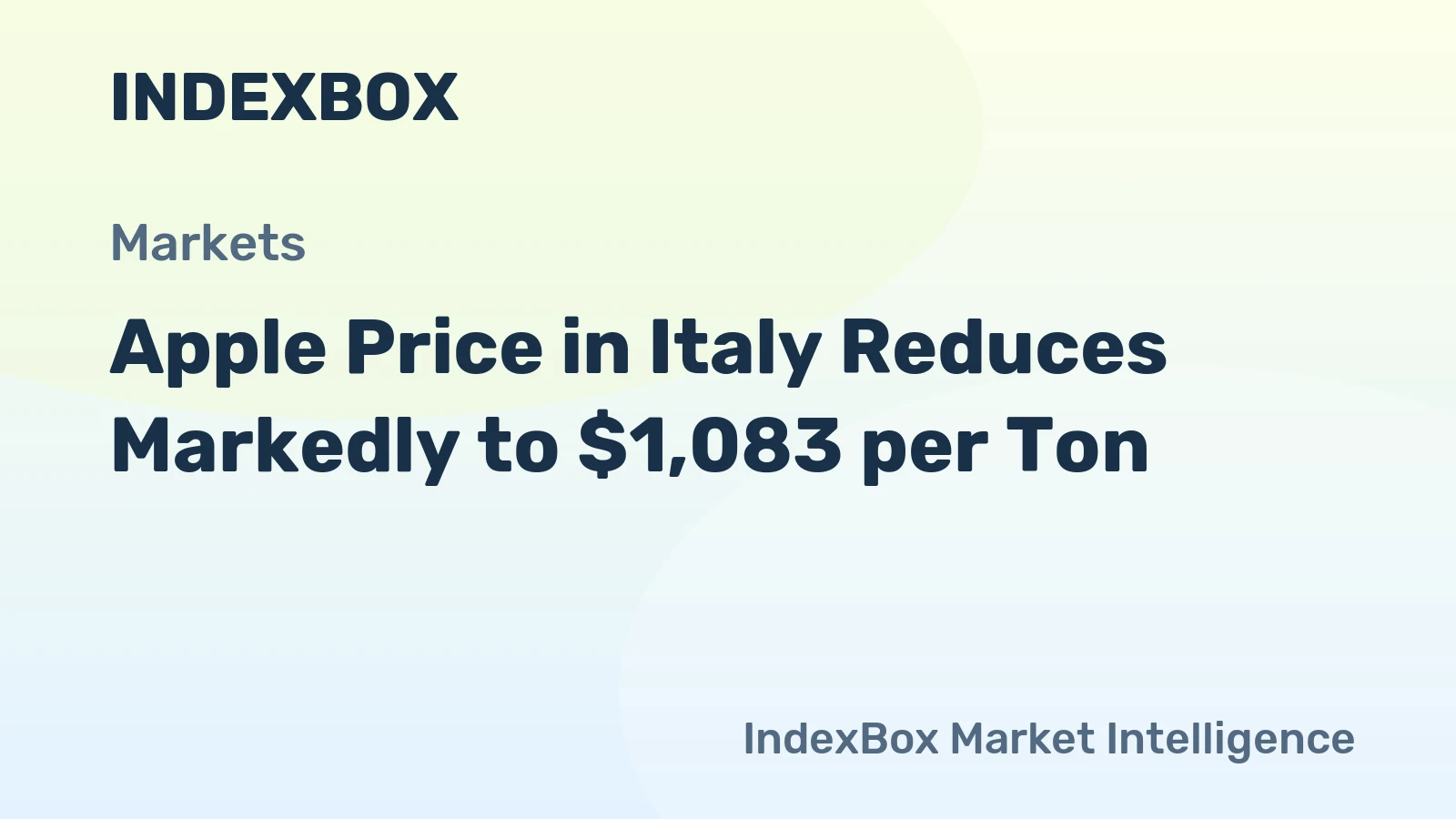 Apple Price in Italy Reduces Markedly to $1,083 per Ton