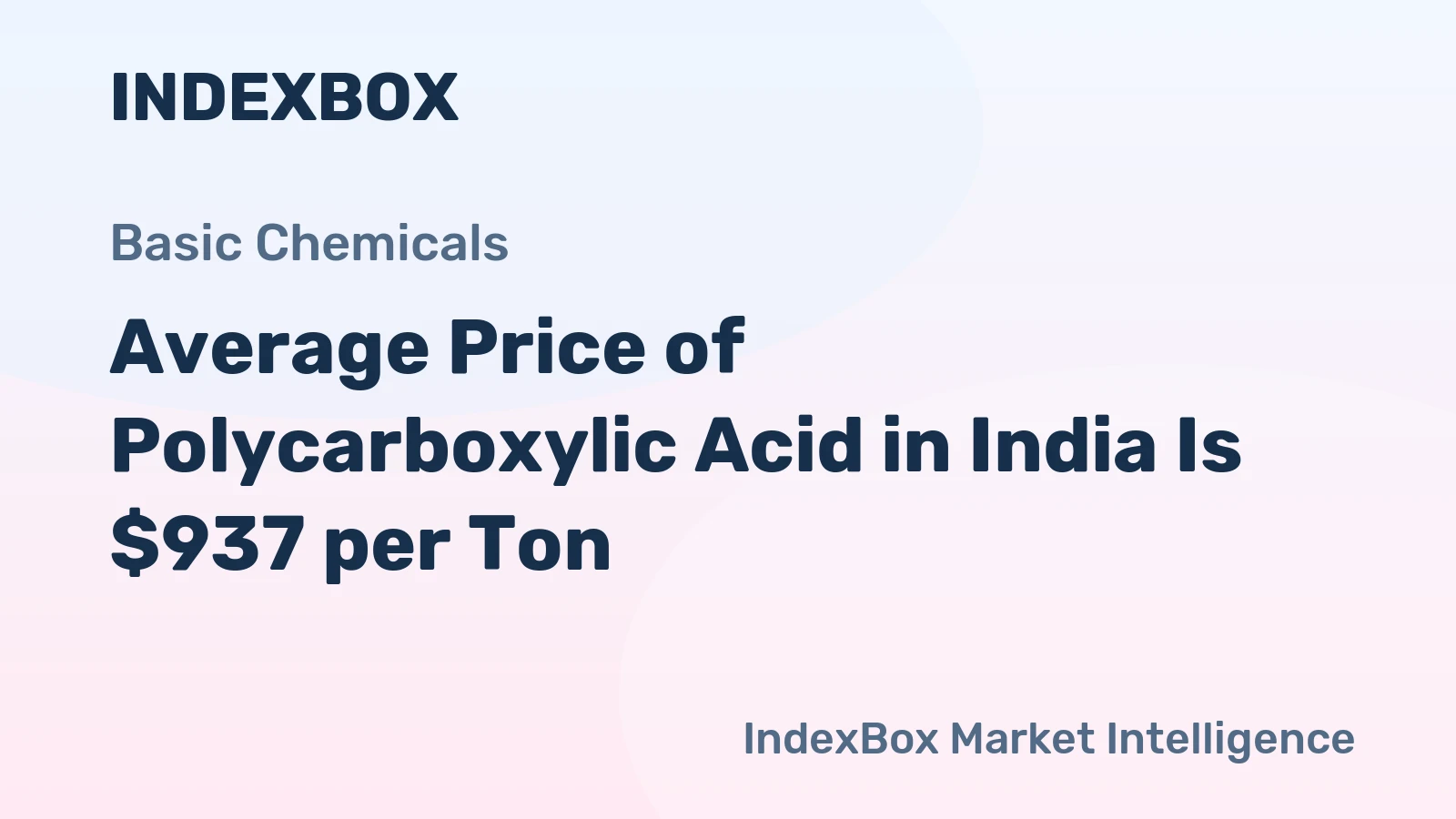 Average Price of Polycarboxylic Acid in India Is $937 per Ton