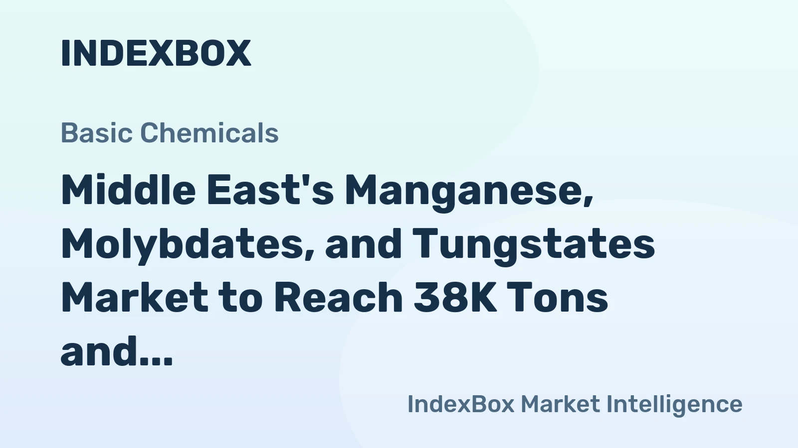 Middle East's Manganese, Molybdates, and Tungstates Market to Reach 38K Tons and $323M by 2035 with 0.3% and 2.8% CAGR, Respectively