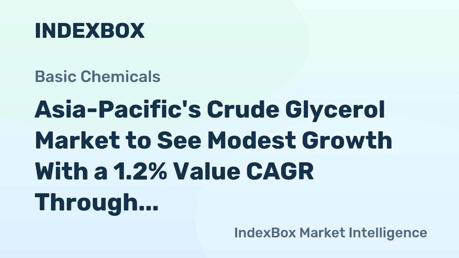 Asia-Pacific's Crude Glycerol Market to See Modest Growth With a 1.2% Value CAGR Through 2035