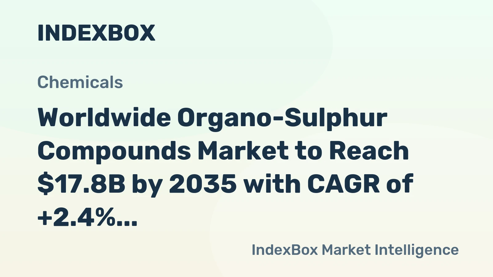 Worldwide Organo-Sulphur Compounds Market to Reach $17.8B by 2035 with CAGR of +2.4%