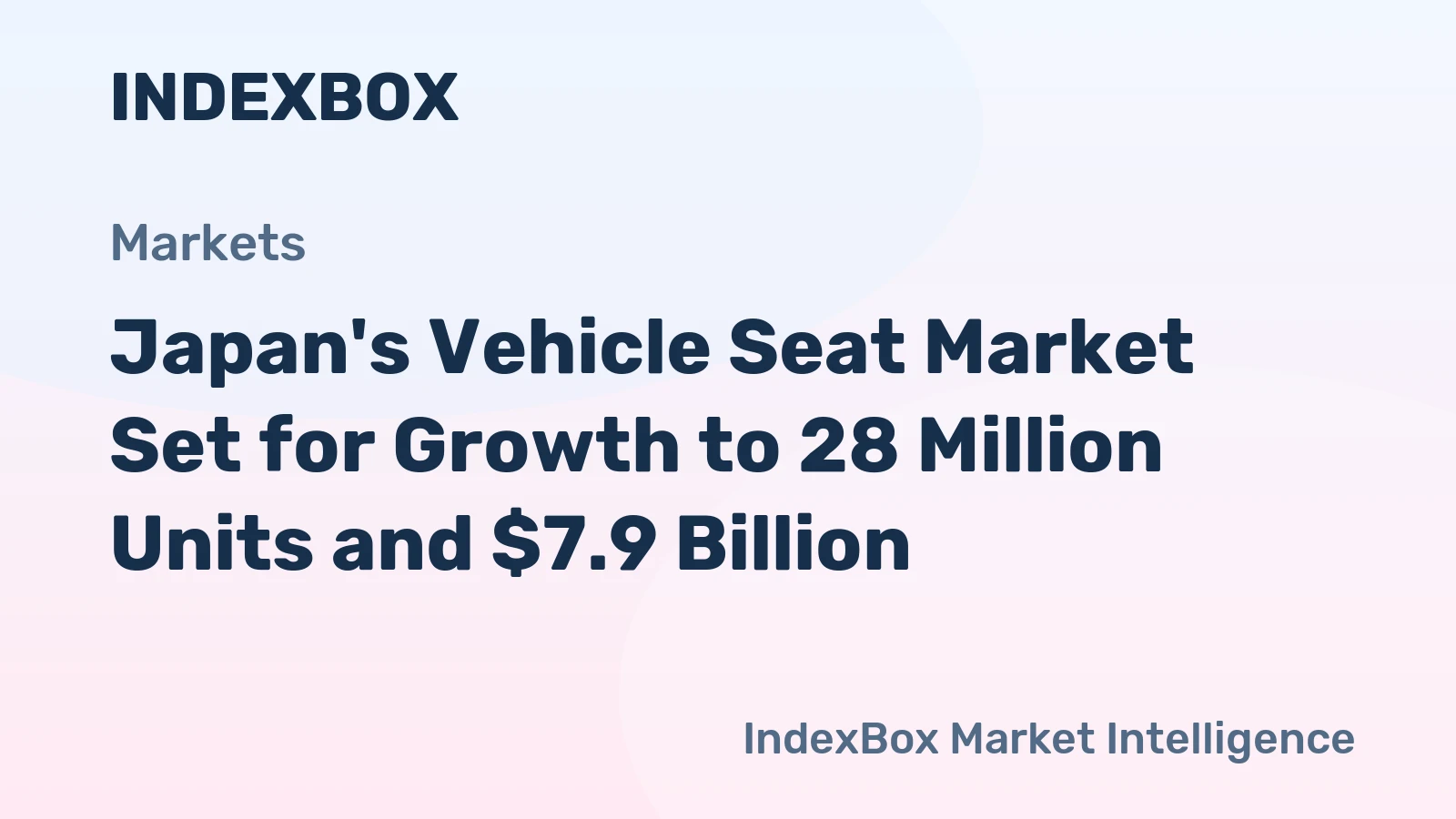 Japan's Vehicle Seat Market Set for Growth to 28 Million Units and $7.9 Billion