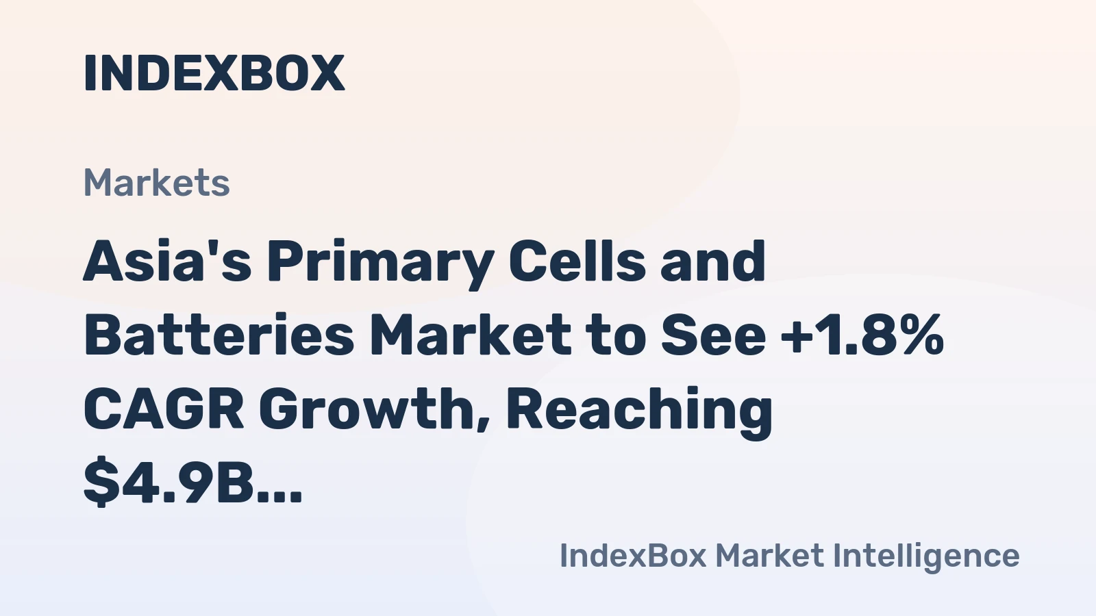 Asia's Primary Cells and Batteries Market to See +1.8% CAGR Growth, Reaching $4.9B by 2035