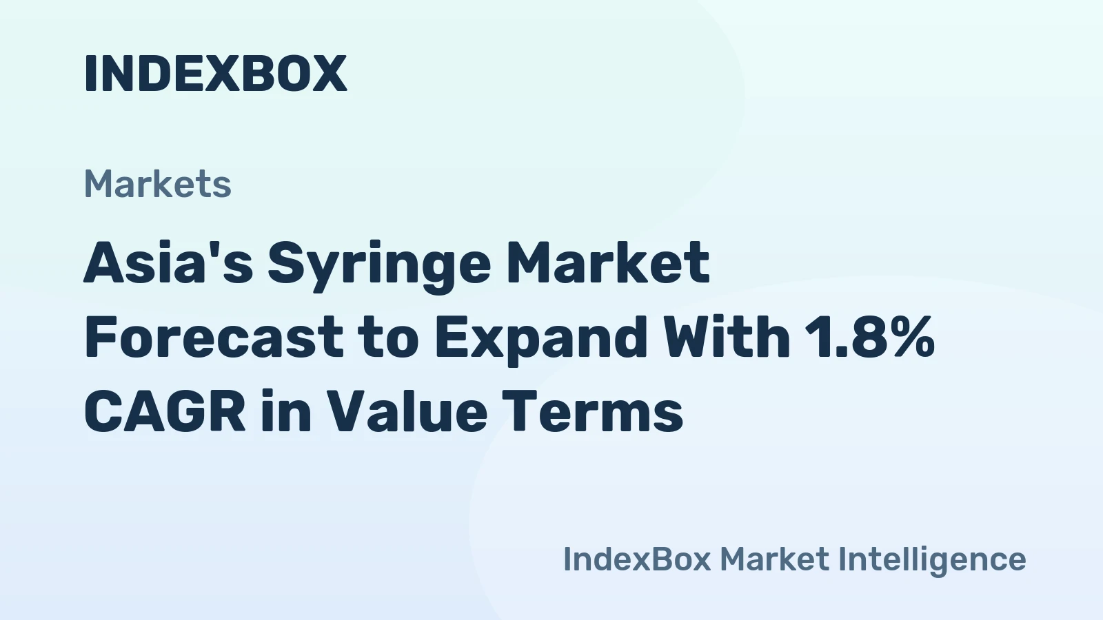 Asia's Syringe Market Forecast to Expand With 1.8% CAGR in Value Terms