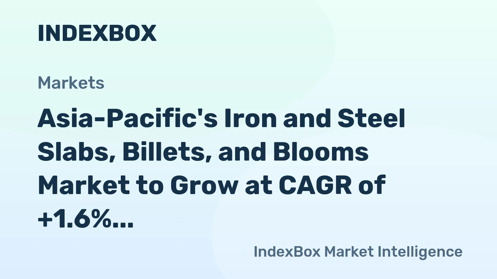 Asia-Pacific's Iron and Steel Slabs, Billets, and Blooms Market to Grow at CAGR of +1.6% from 2024 to 2035