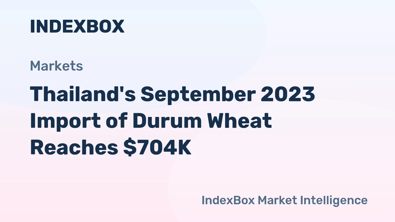 Thailand's September 2023 Import of Durum Wheat Reaches $704K