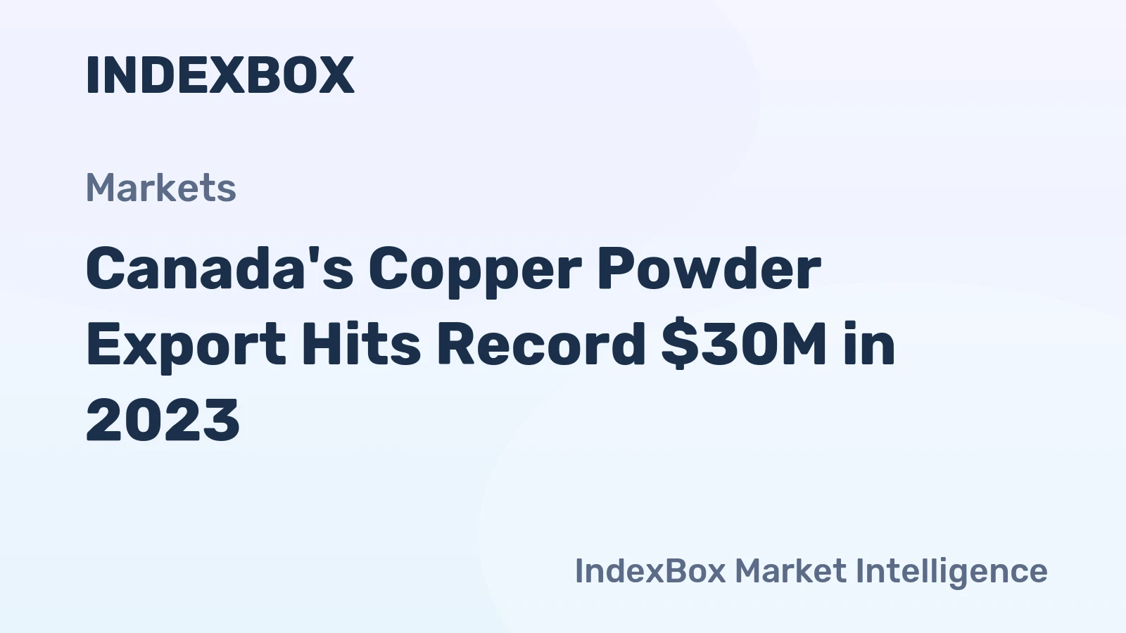 Canada's Copper Powder Export Hits Record $30M in 2023