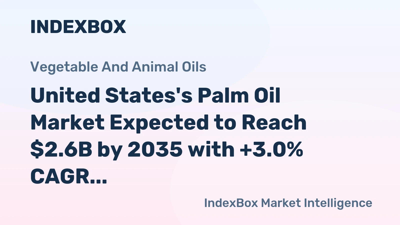 United States's Palm Oil Market Expected to Reach $2.6B by 2035 with +3.0% CAGR Growth in Volume