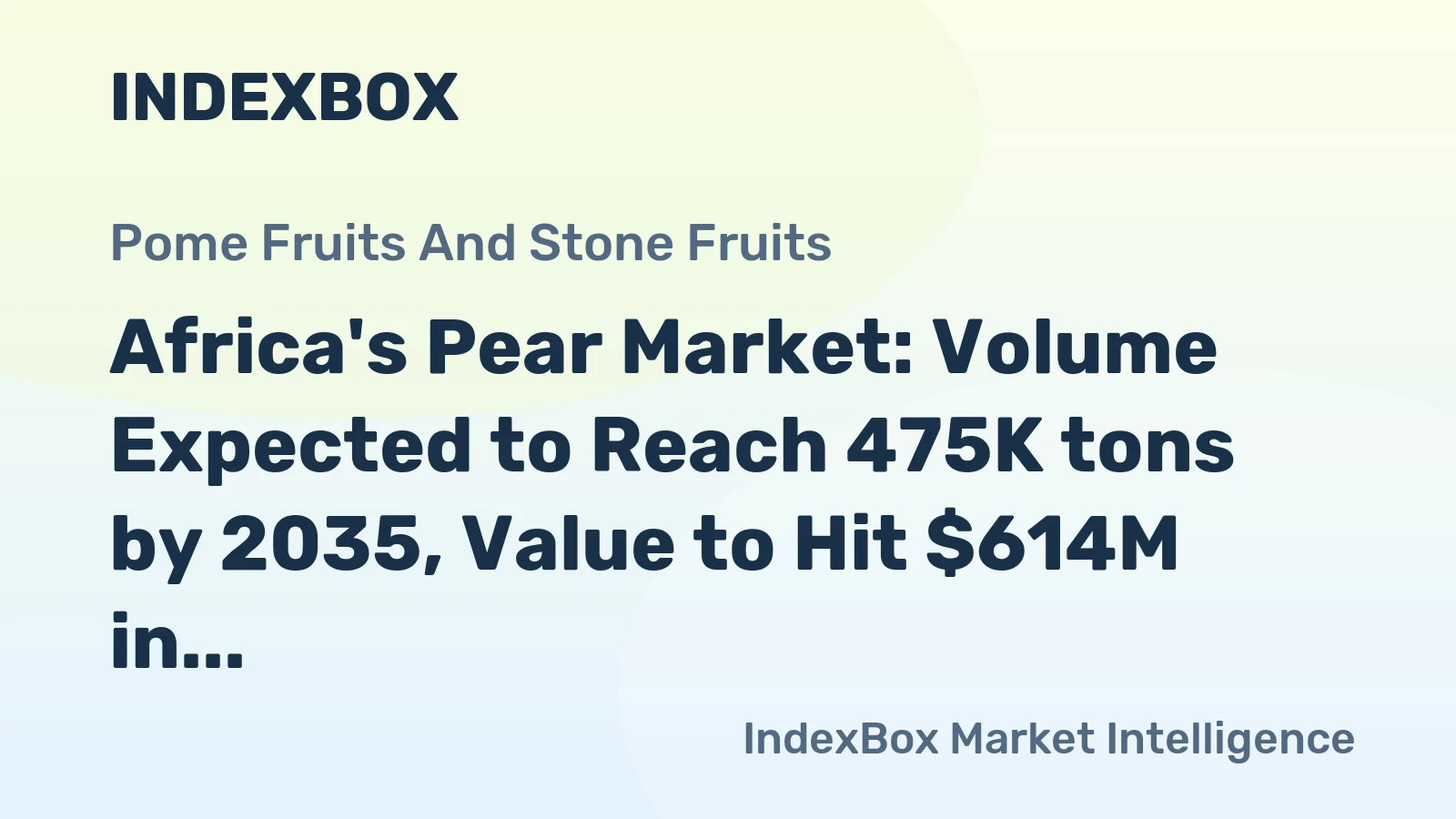 Africa's Pear Market: Volume Expected to Reach 475K tons by 2035, Value to Hit $614M in Nominal Prices