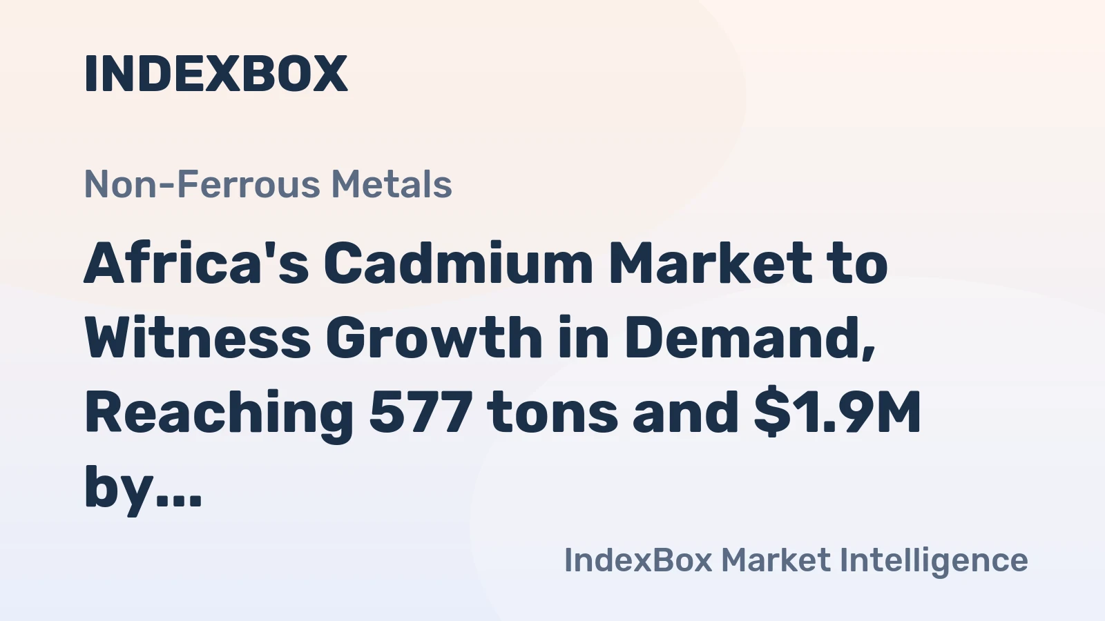 Africa's Cadmium Market to Witness Growth in Demand, Reaching 577 tons and $1.9M by 2035