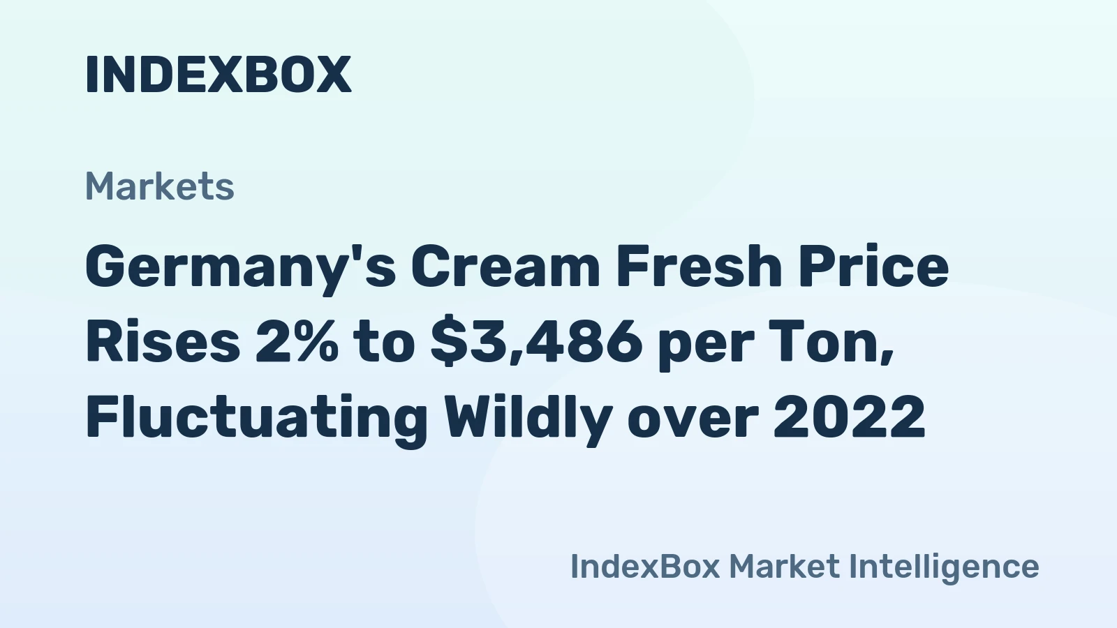 Germany's Cream Fresh Price Rises 2% to $3,486 per Ton, Fluctuating Wildly over 2022