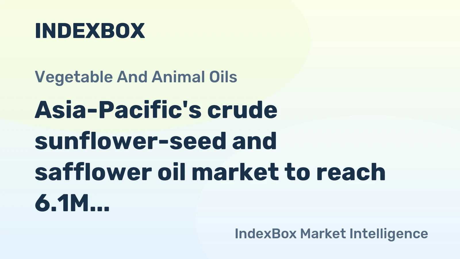 Asia-Pacific's crude sunflower-seed and safflower oil market to reach 6.1M tons by 2035, valued at $7.1B