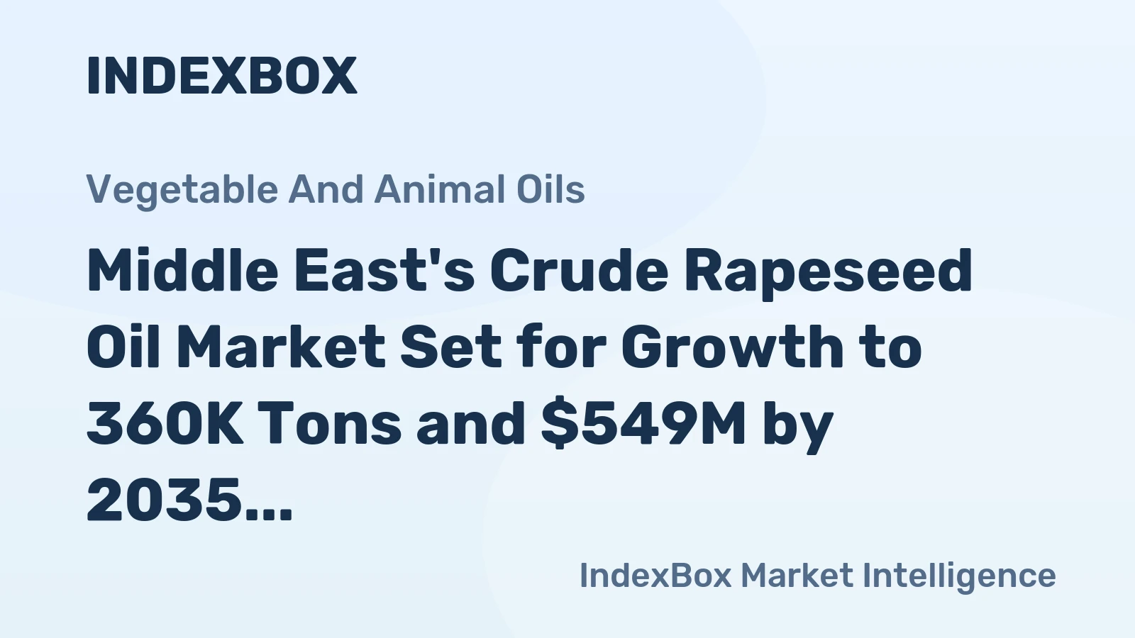 Middle East's Crude Rapeseed Oil Market Set for Growth to 360K Tons and $549M by 2035