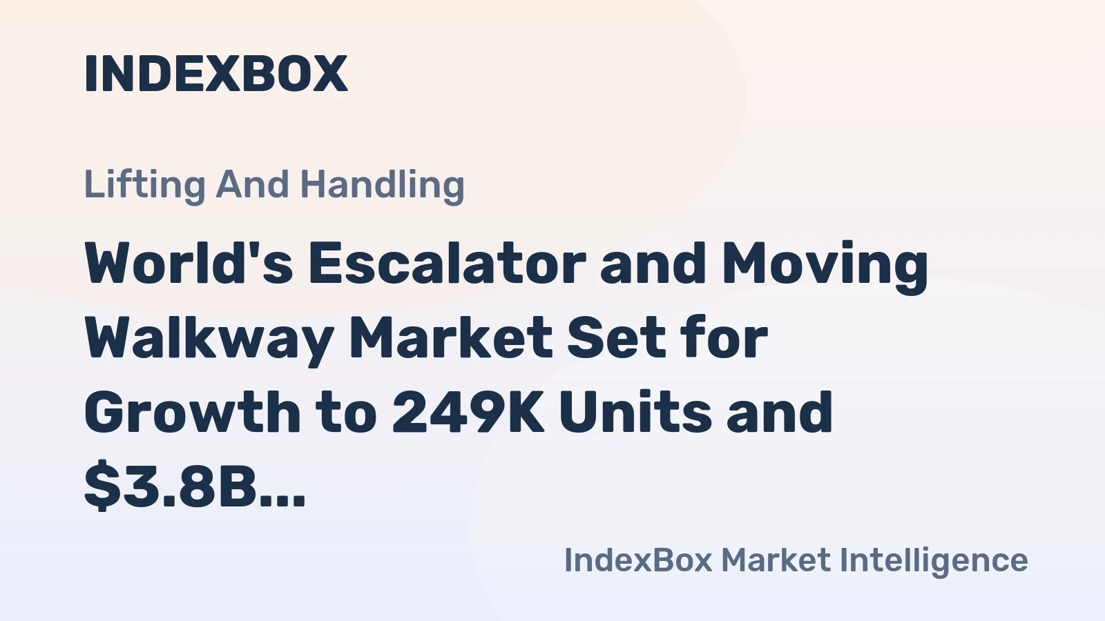 World's Escalator and Moving Walkway Market Set for Growth to 249K Units and $3.8B in Value