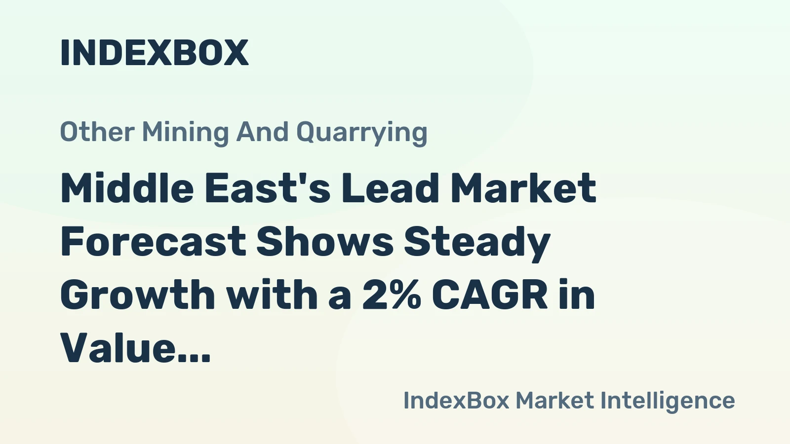 Middle East's Lead Market Forecast Shows Steady Growth with a 2% CAGR in Value Through 2035