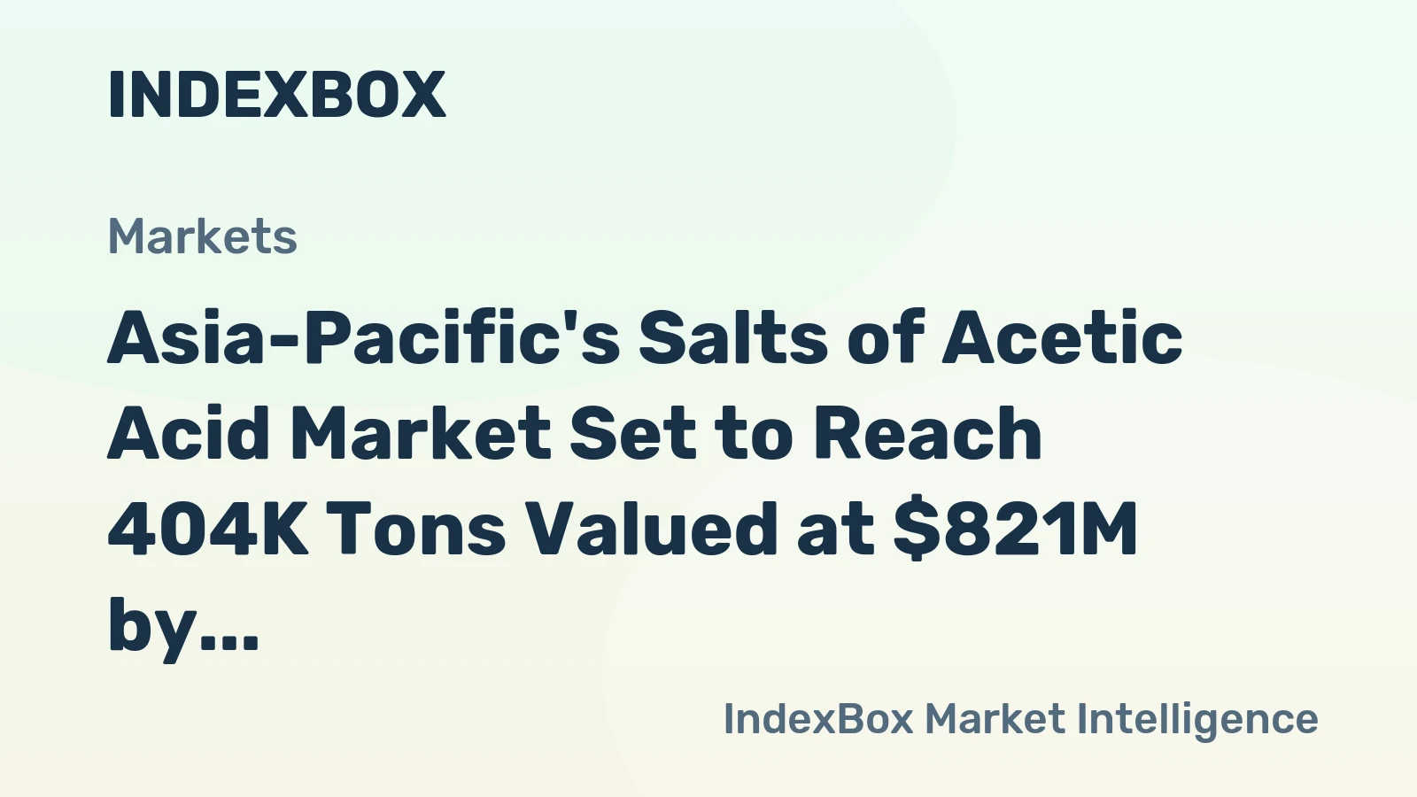 Asia-Pacific's Salts of Acetic Acid Market Set to Reach 404K Tons Valued at $821M by 2035