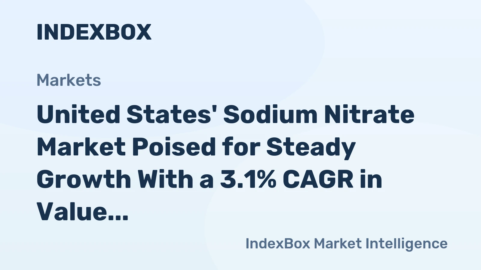United States' Sodium Nitrate Market Poised for Steady Growth With a 3.1% CAGR in Value
