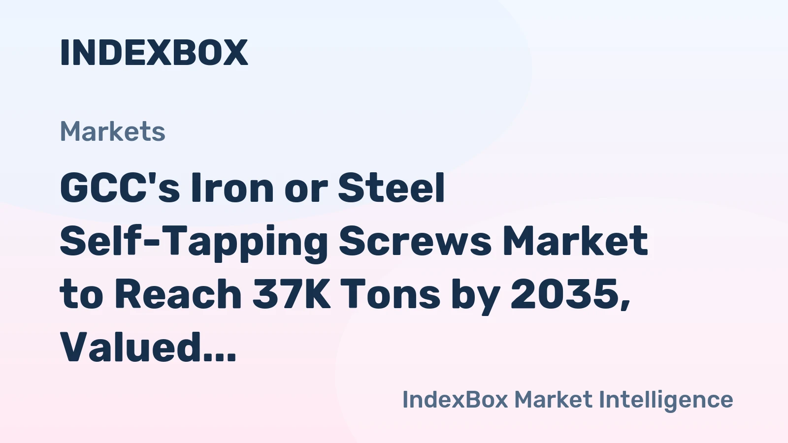 GCC's Iron or Steel Self-Tapping Screws Market to Reach 37K Tons by 2035, Valued at $104M