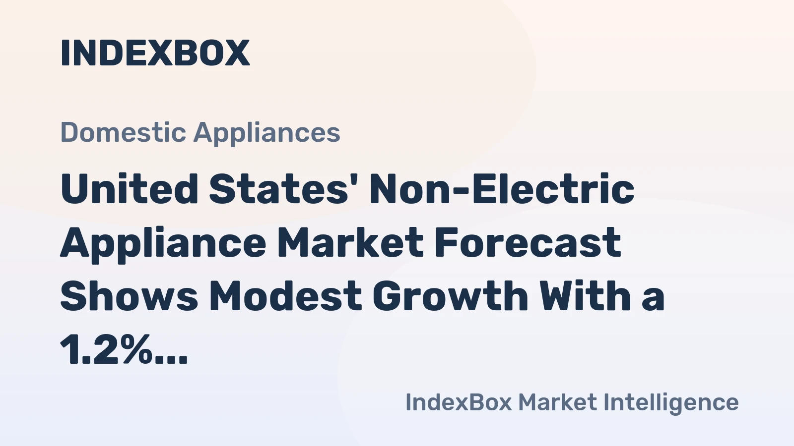 United States' Non-Electric Appliance Market Forecast Shows Modest Growth With a 1.2% CAGR in Value