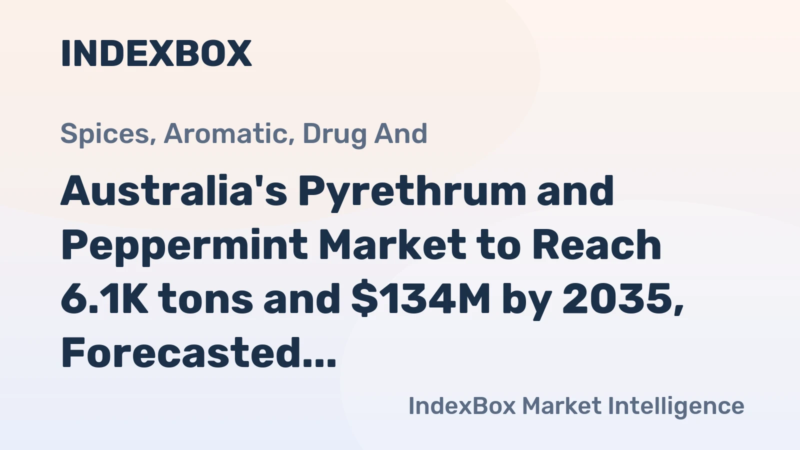 Australia's Pyrethrum and Peppermint Market to Reach 6.1K tons and $134M by 2035, Forecasted to Grow at +2.2% and +3.8% CAGR Respectively